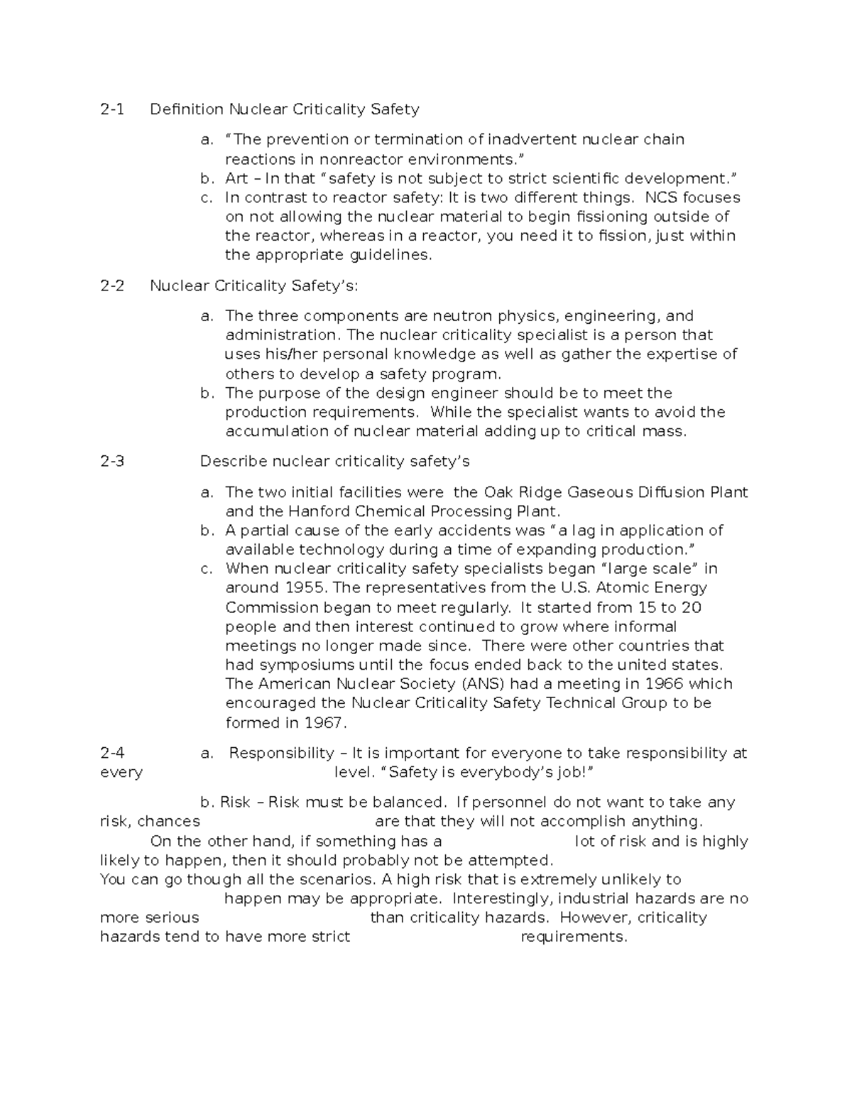 NCS 101 - Assignment 1: Understanding Nuclear Criticality Safety - Studocu
