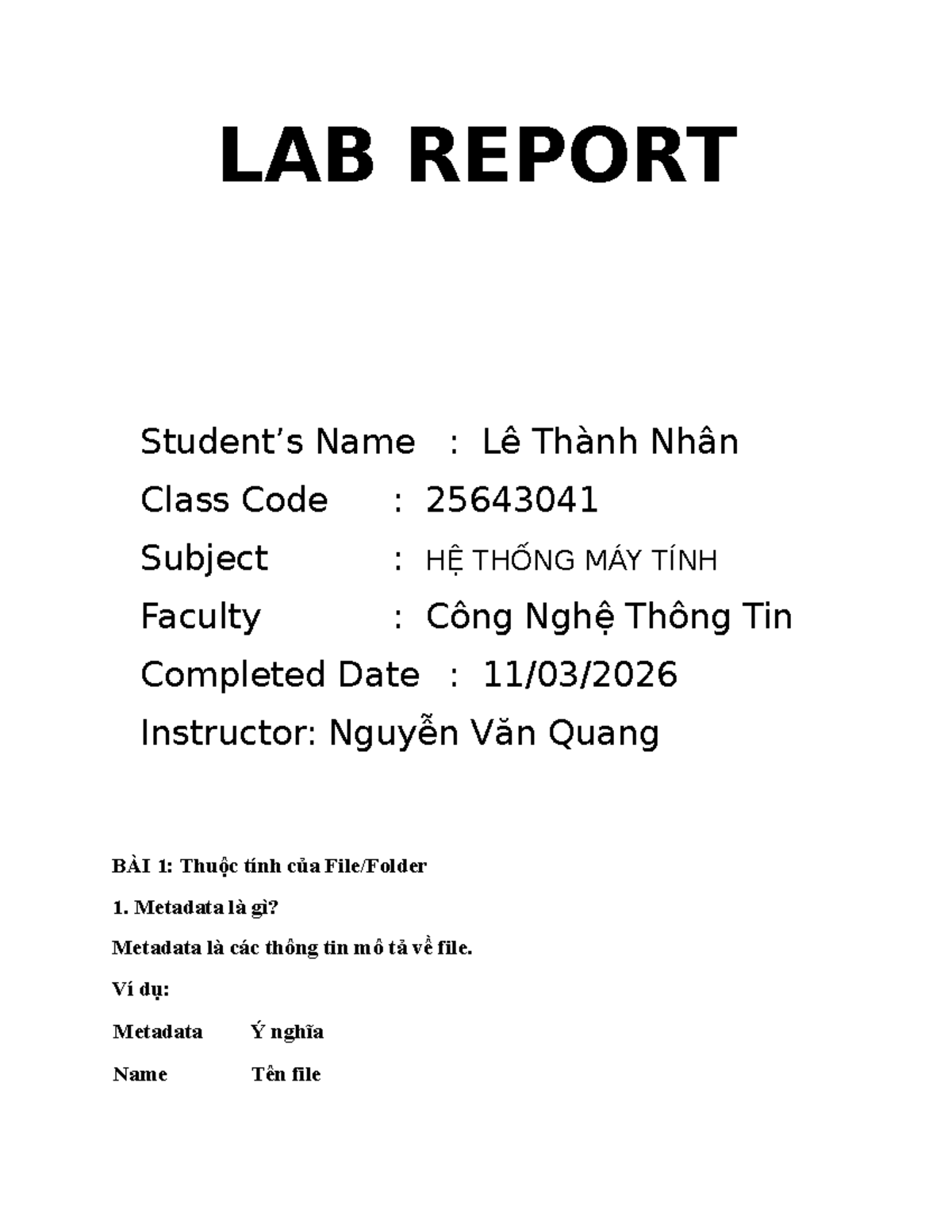 LAB6 Report on File Metadata and NTFS Permissions 25643041 - Studocu