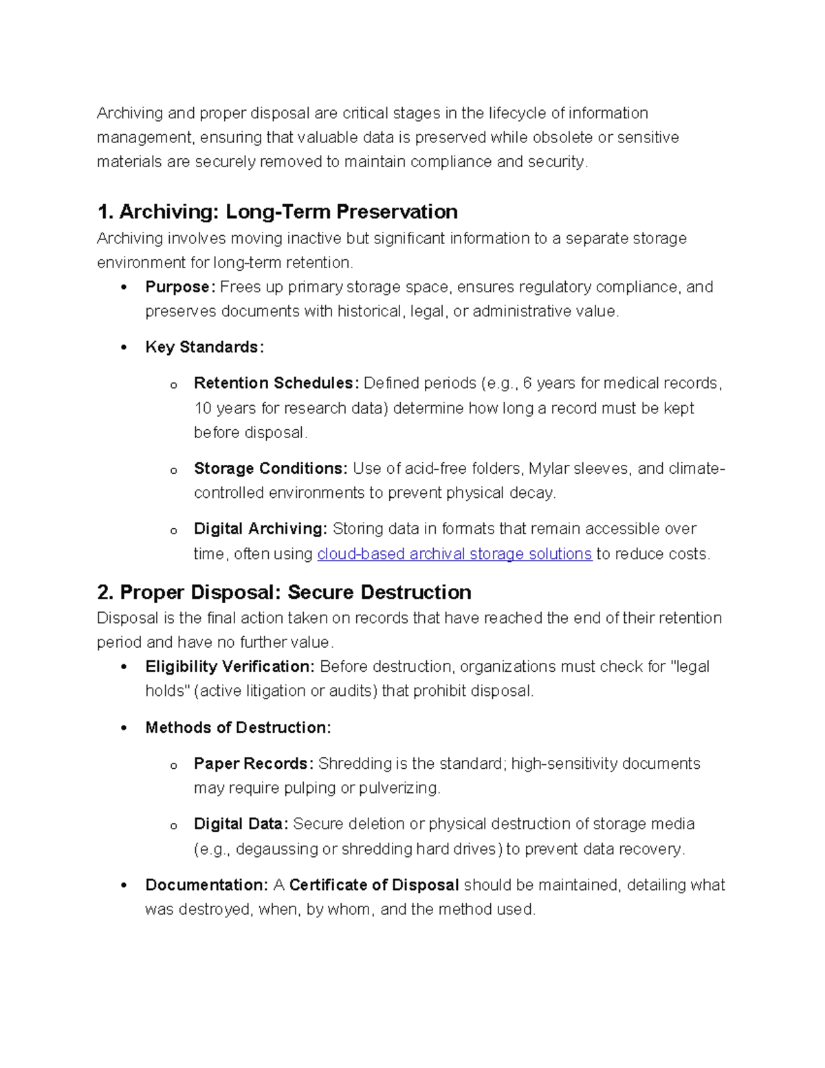 Archiving & Disposal Best Practices for Info Management (2026) - Studocu