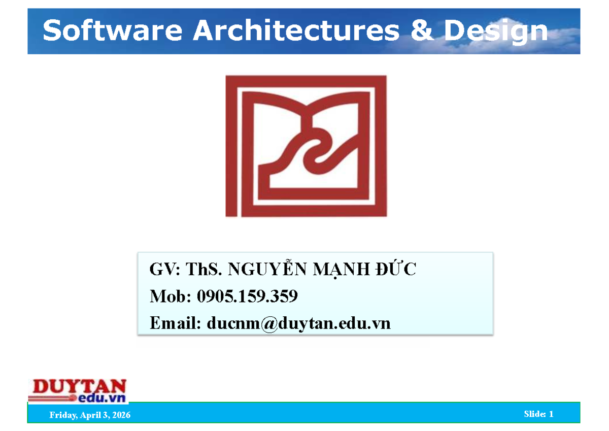 CMU-SE 403 - Software Architecture and Design - Lecture Slides 1 - Studocu