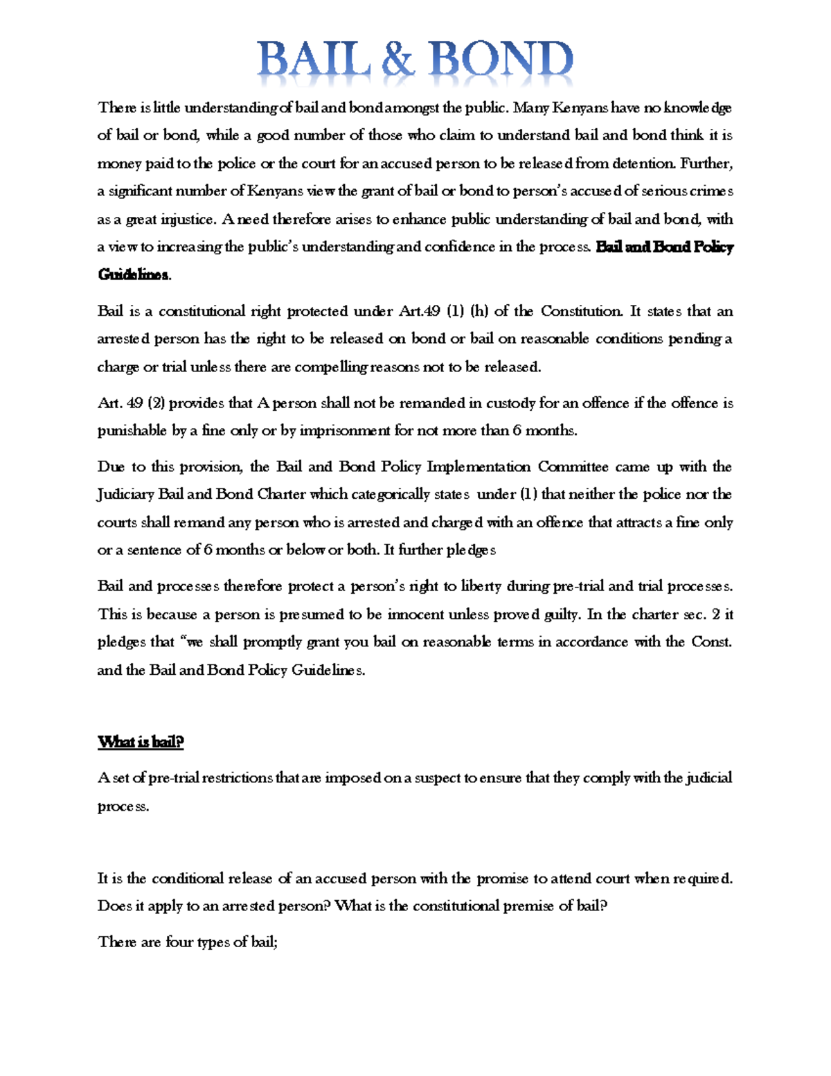 BAIL & Bond Guidelines: Understanding the Legal Framework and Rights ...