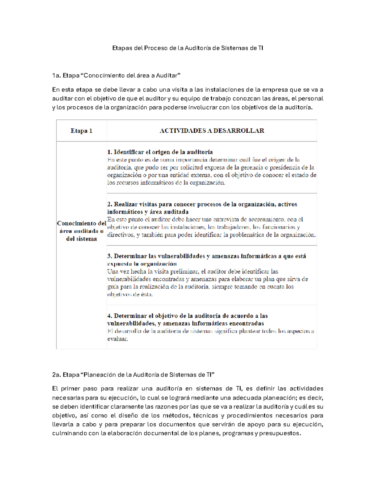 Etapas del Proceso de Auditoría de Sistemas de TI: Guía Completa - Studocu