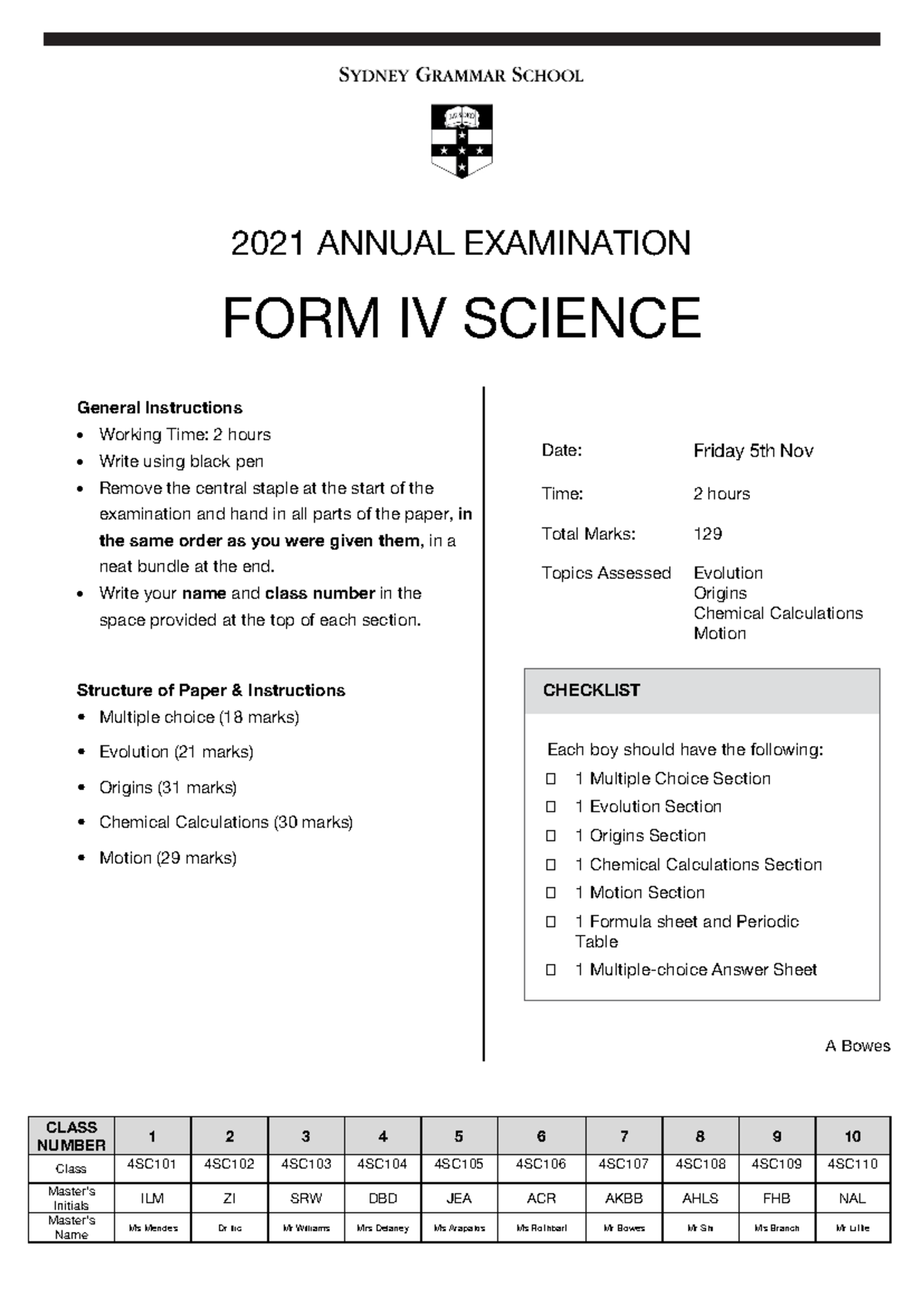 2021 Form IV Science Annual Examination Guide - Studocu