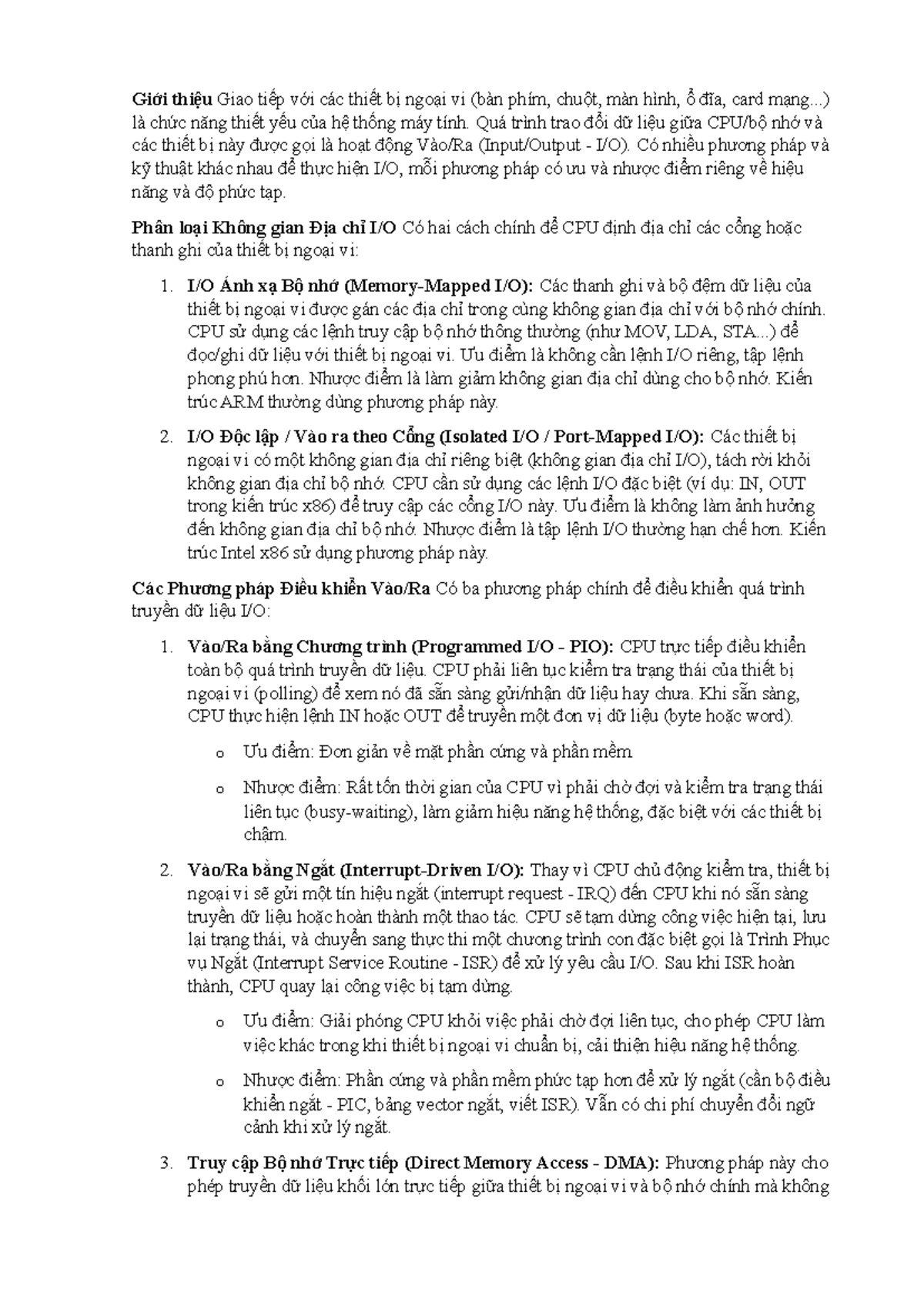 Các Phương pháp Vào Ra Dữ liệu (Input Output) - Giới thiệu Giao tiếp ...
