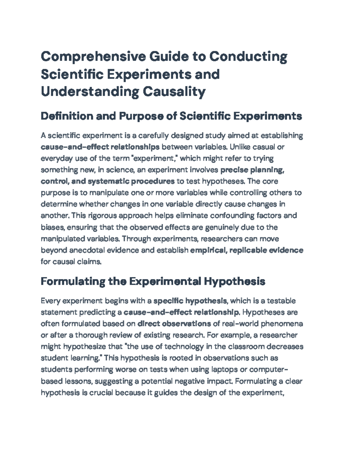 Comprehensive Guide to Scientific Experiments: Causality & Design (PSY ...