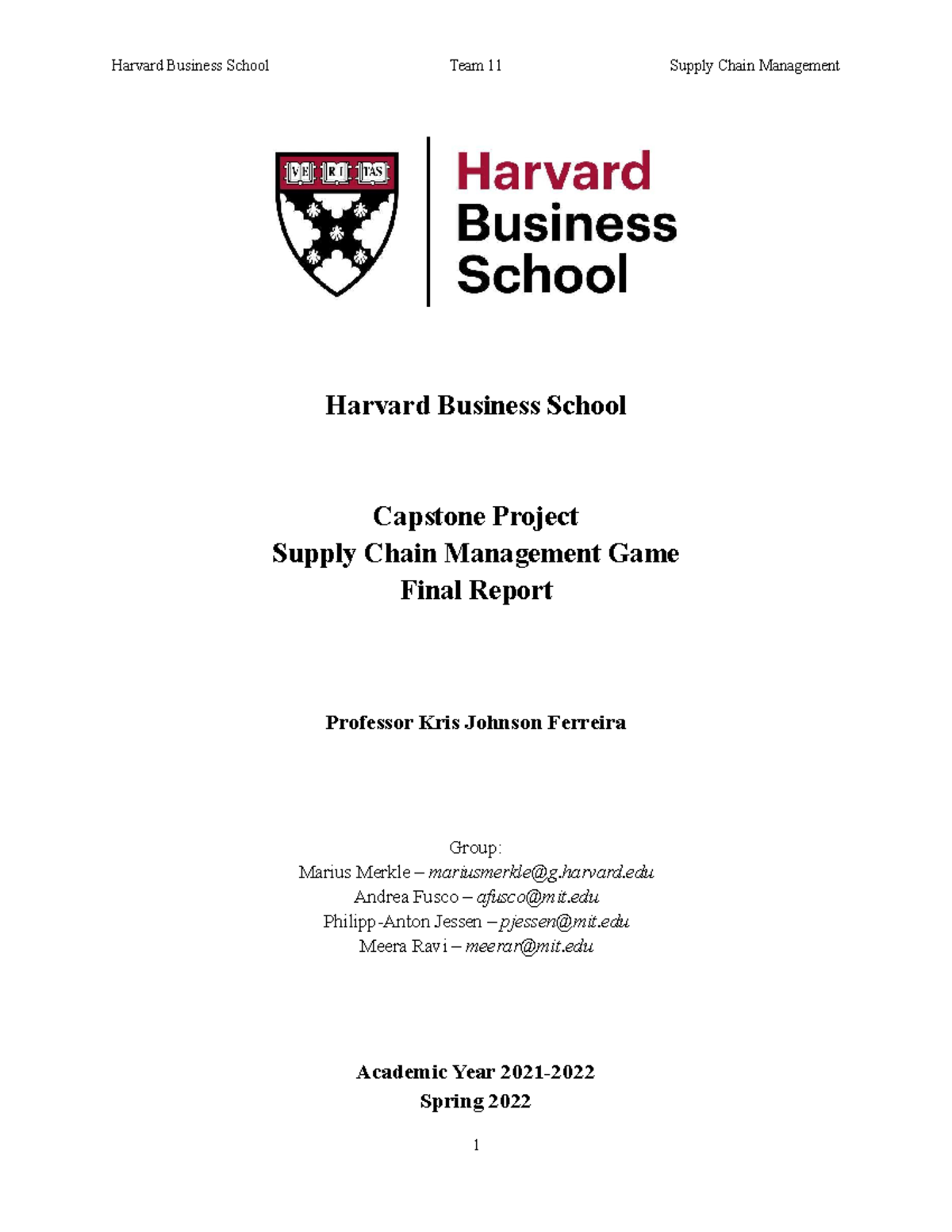 SCM 2022 - Final Report on Supply Chain Management Game Analysis - Studocu