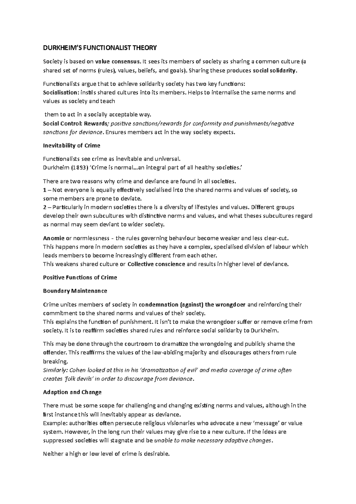 Durkheim's Functionalist Theory: Understanding Crime's Role in Society ...