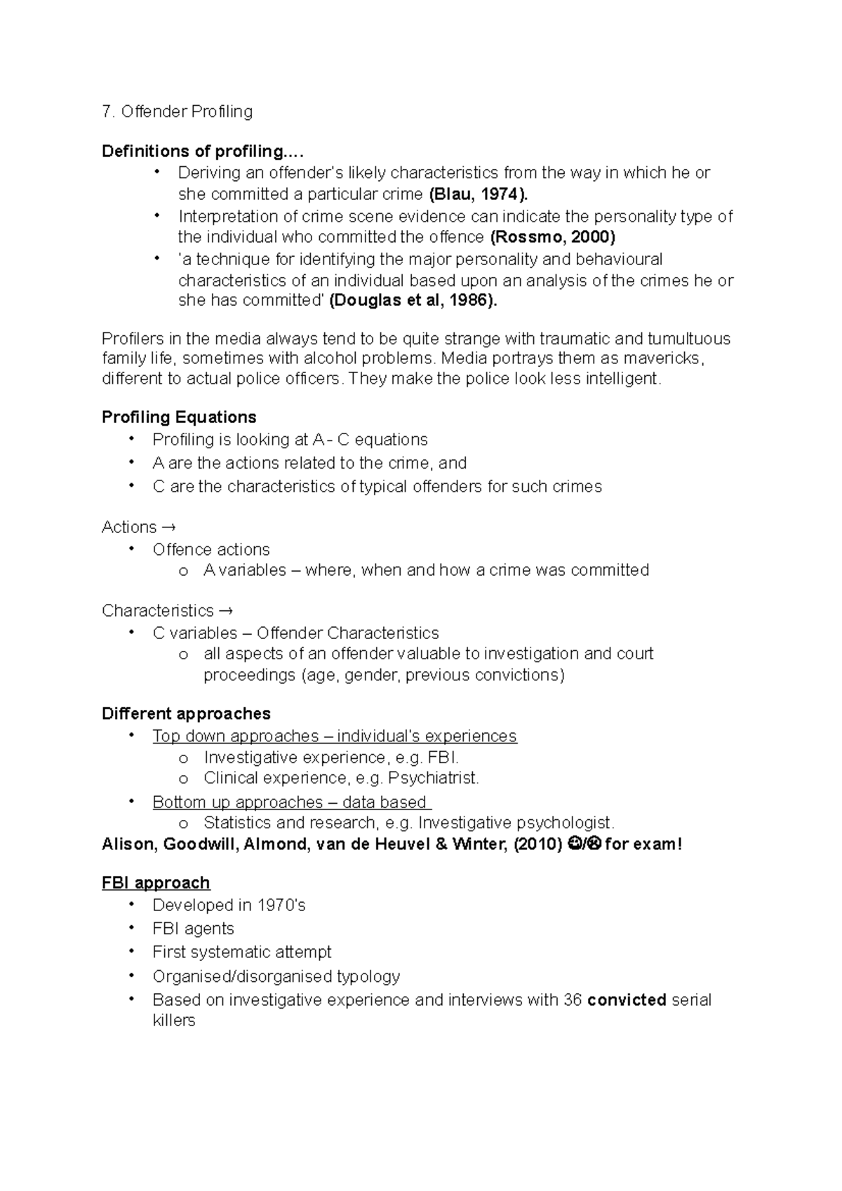 7. Offender Profiling - Lecture Notes (PSY 290) - Studocu