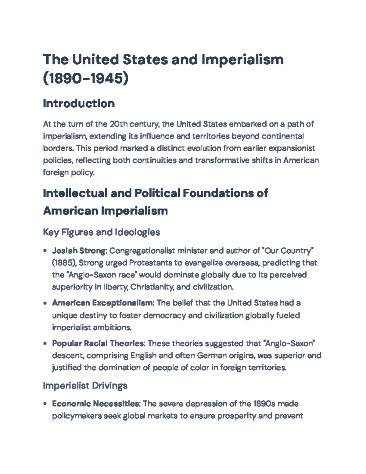 The United States and Imperialism (1890-1945): A Comprehensive Overview ...
