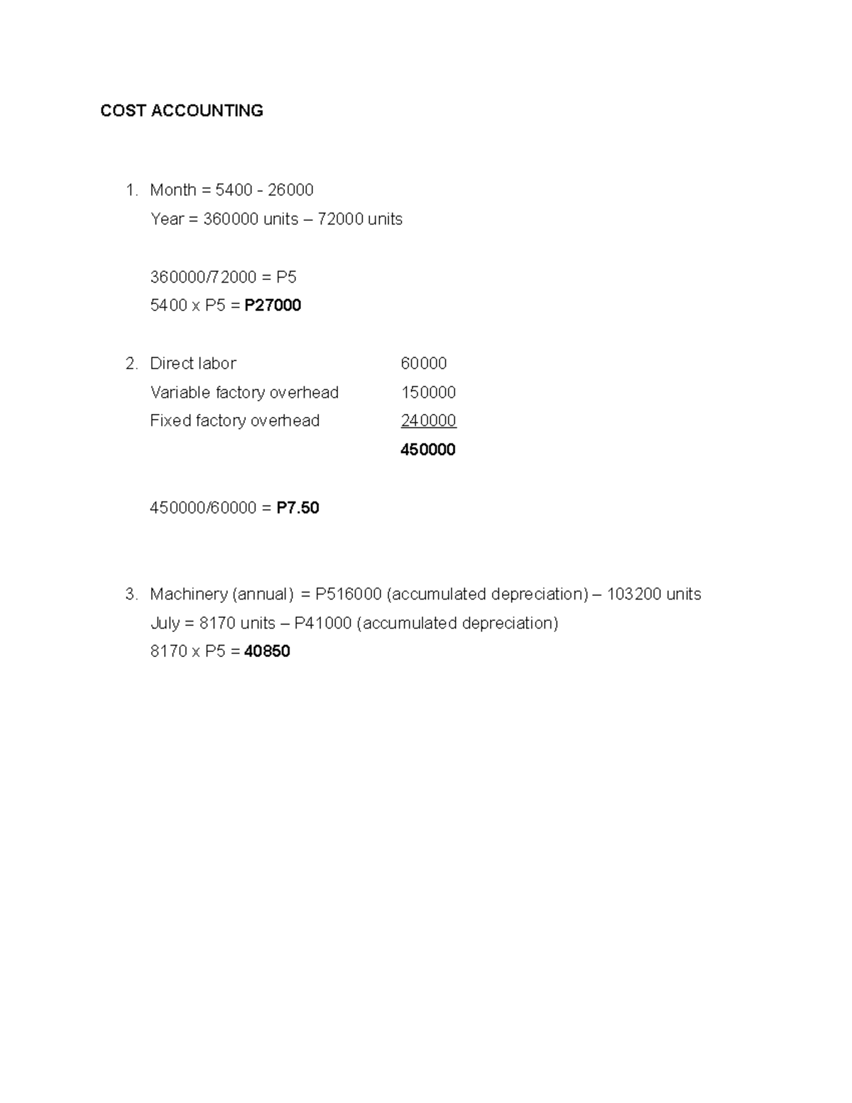 Activity IN COST Accounting - COST ACCOUNTING Month = 5400 - 26000 Year ...