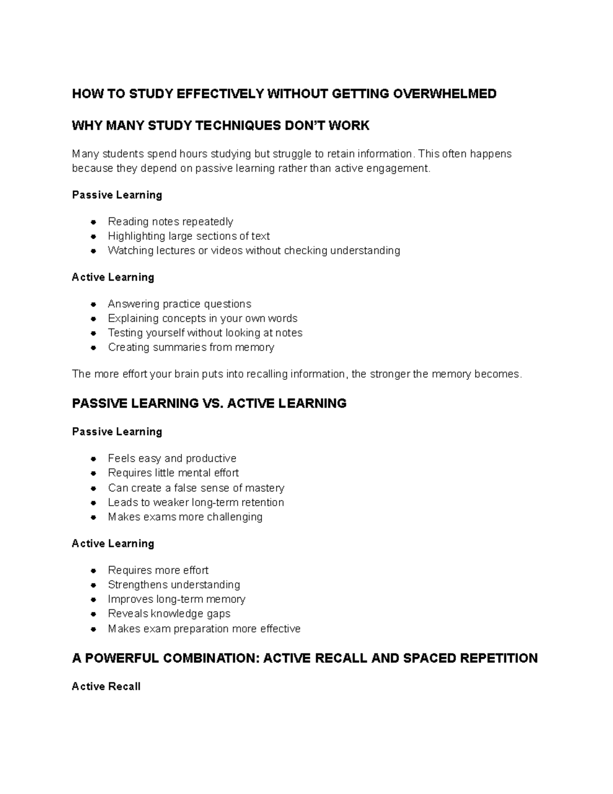 Effective Study Techniques for Retention and Understanding - Studocu