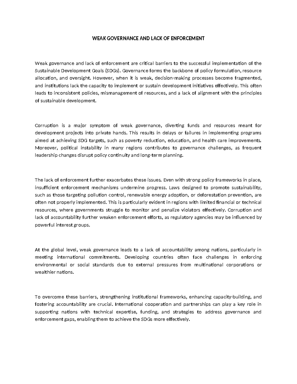 WEAK Governance-WPS Office - WEAK GOVERNANCE AND LACK OF ENFORCEMENT ...