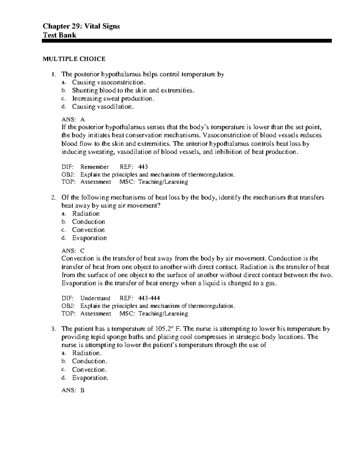 Chapter 29 - notes - Chapter 29: Vital Signs Test Bank MULTIPLE CHOICE ...