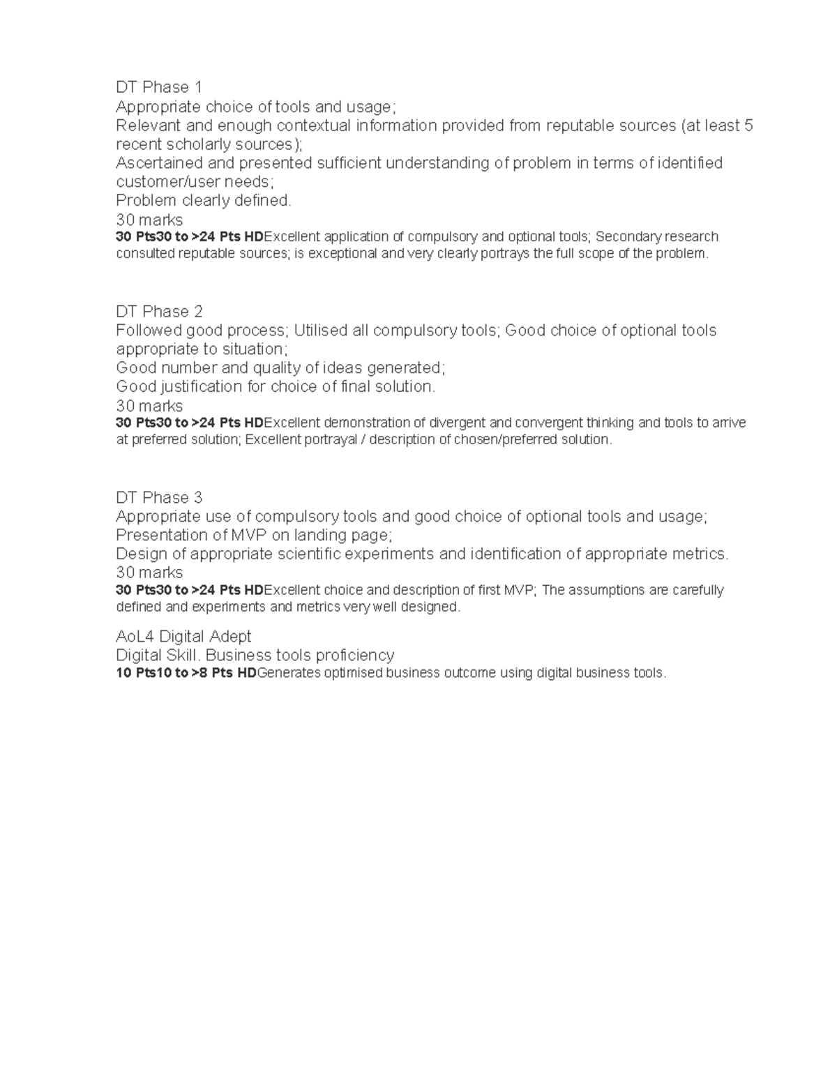 DT Rubric for Digital Tools Assessment (AoL4) - Studocu