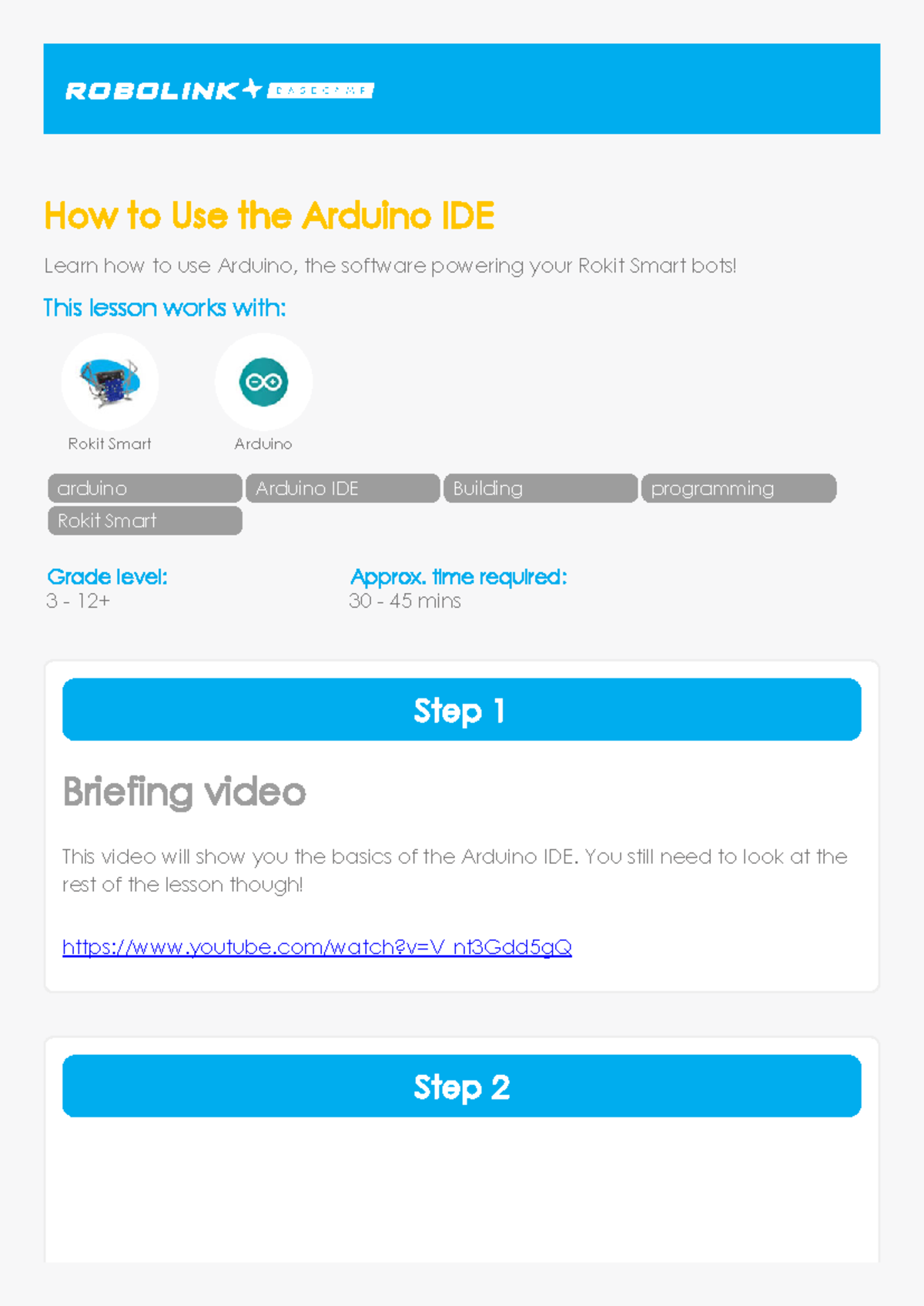 Rokit Smart Lesson: Using the Arduino IDE for Programming - Studocu