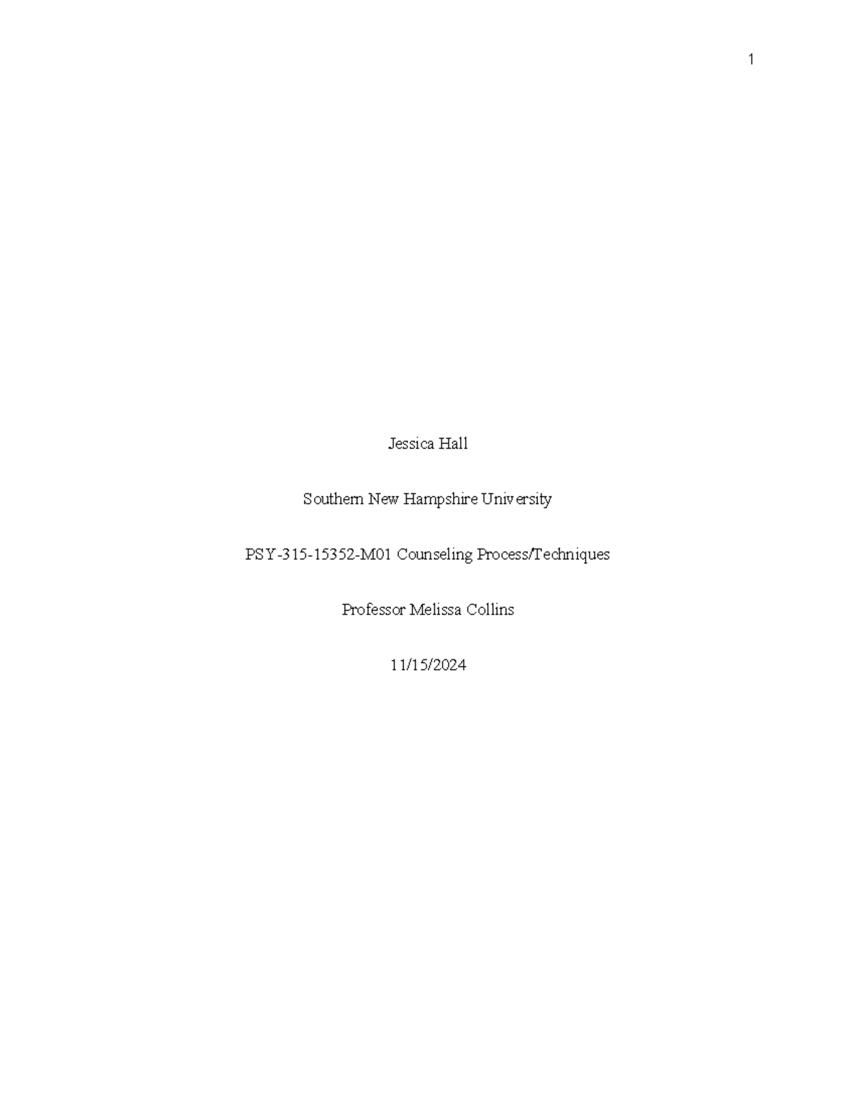 PSY 315 Project One - Comparative Analysis of Therapy Techniques - Studocu