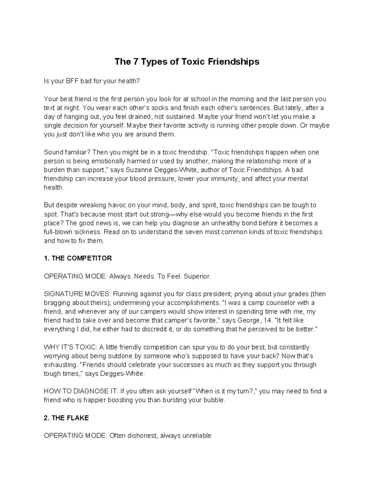 Understanding the 7 Types of Toxic Friendships: A Guide - Studocu
