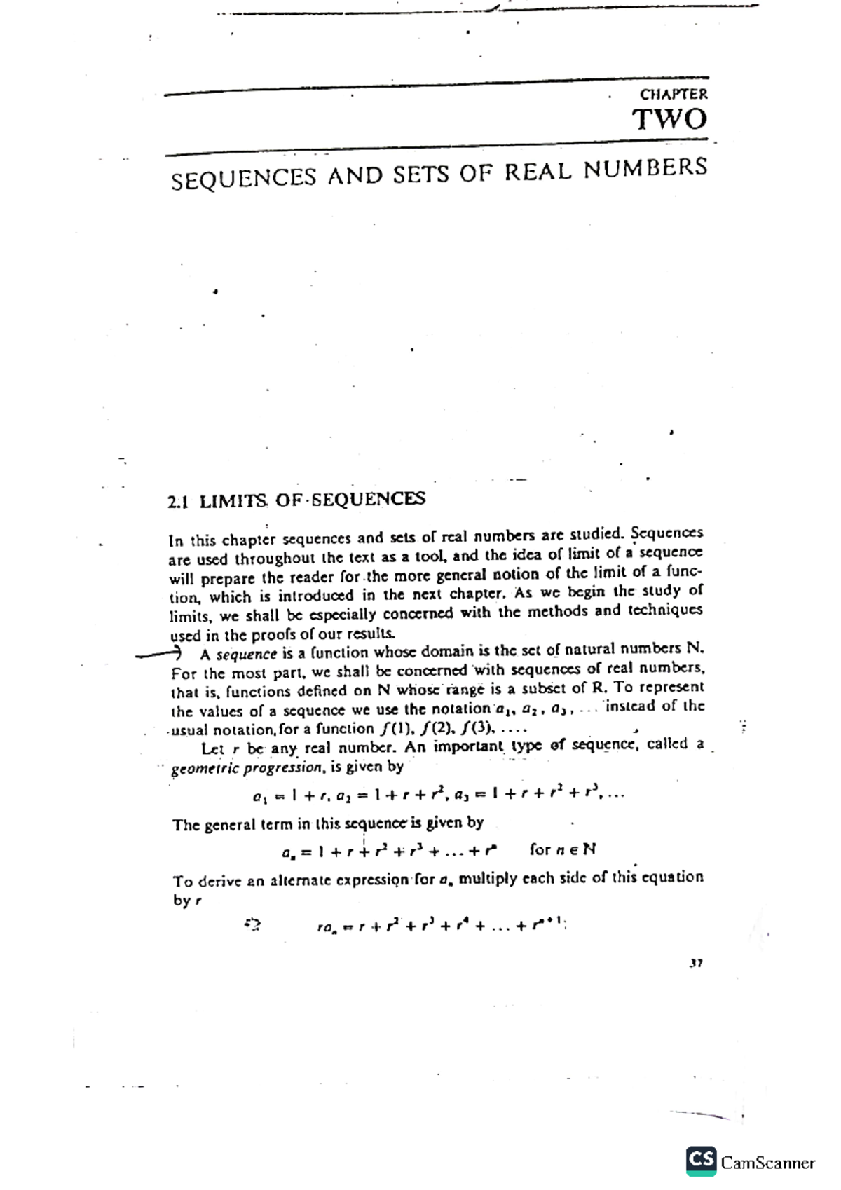 Sequences - CHAPTER TWO SEQUENCES AND SETS OF REAL NUMBERS 2 LIMITS In ...