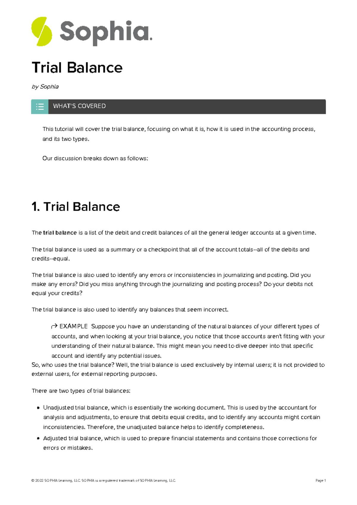 Trial Balance Overview: Types and Usage in Accounting - Studocu