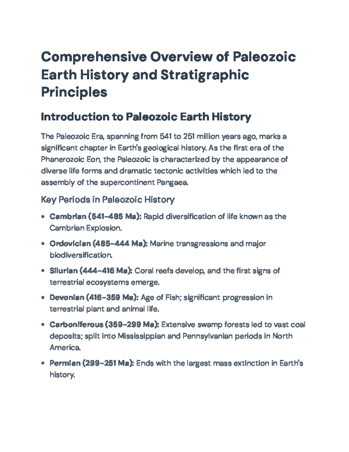 Comprehensive Overview of Paleozoic Earth History and Stratigraphy ...
