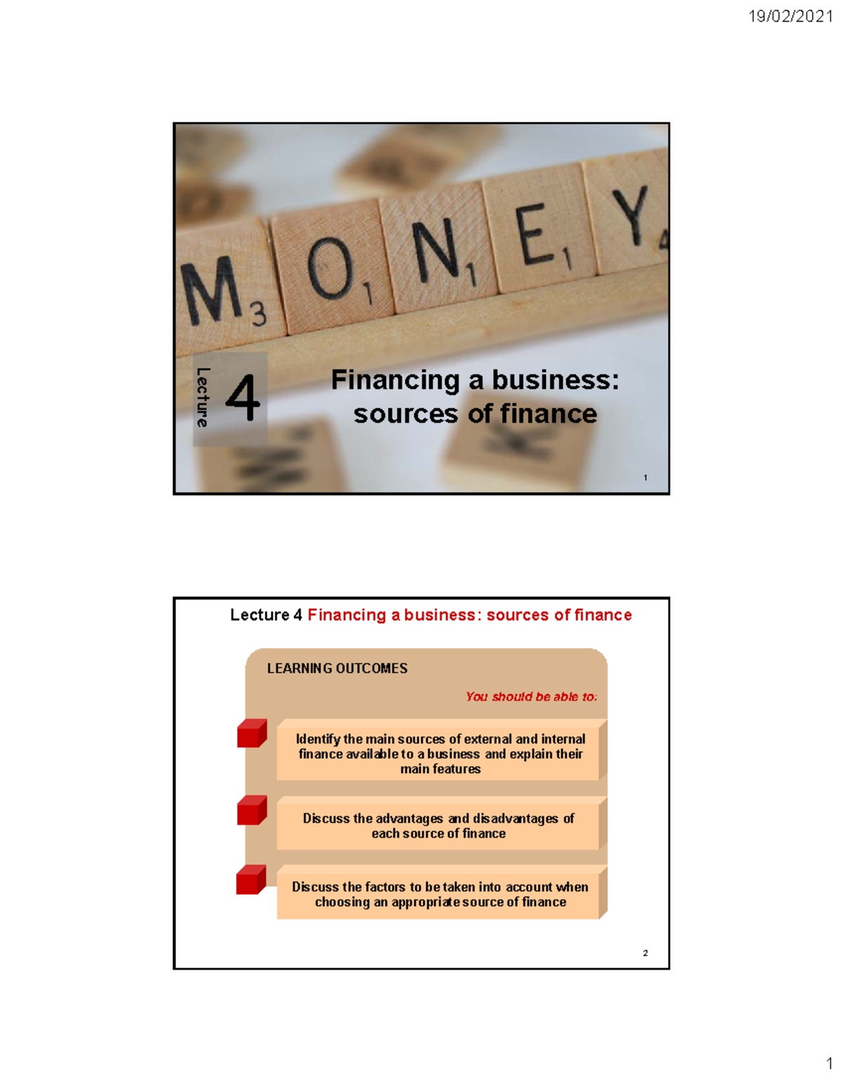 Lecture 4 - Financing a Business: Sources of Finance Overview - Studocu