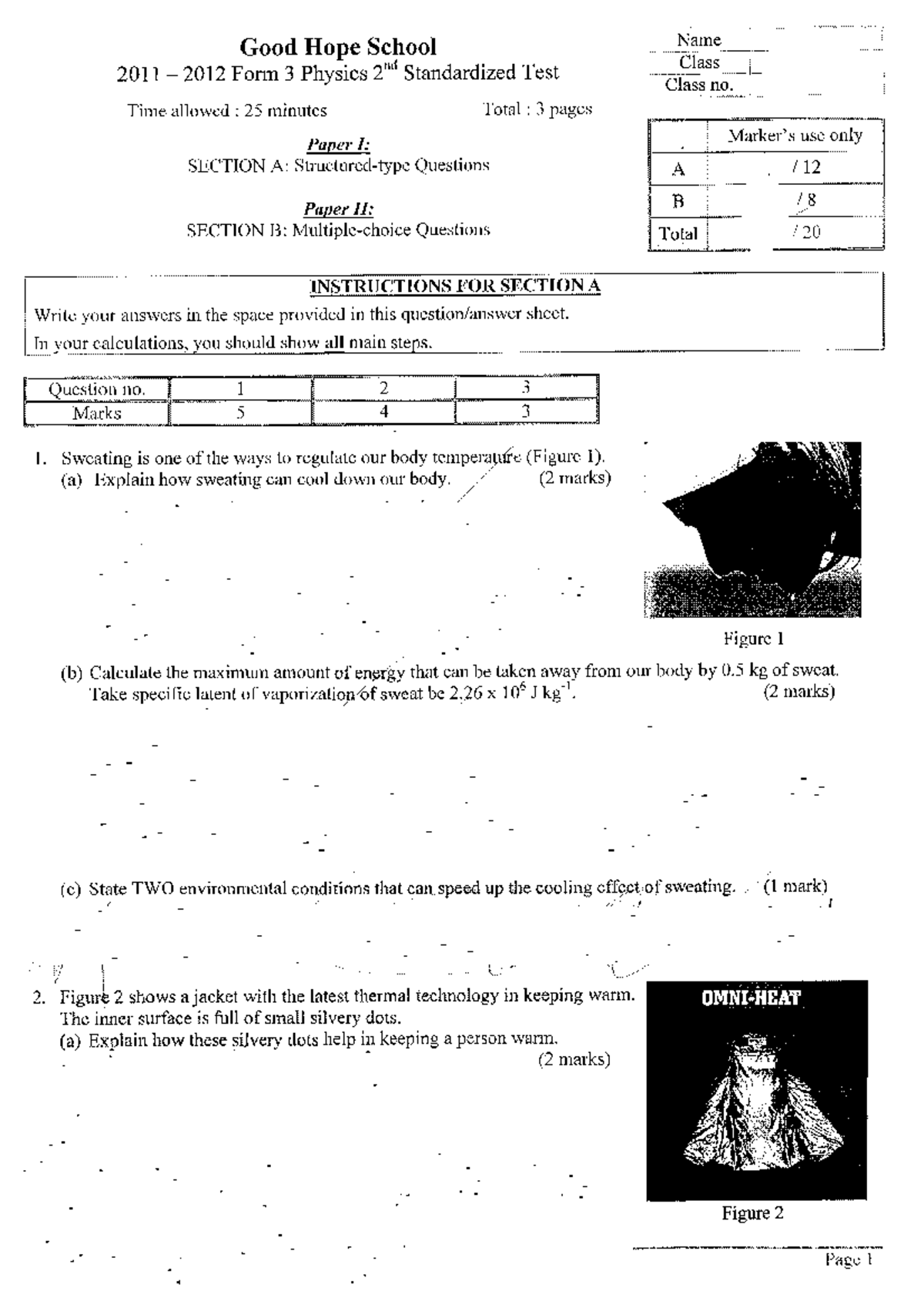 GHS F3 Physics standardized test 2011-2012 paper 2 details and ...