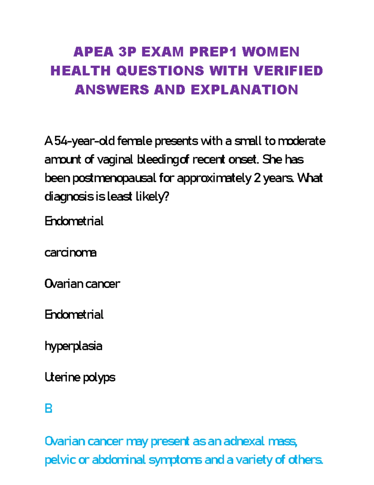 APEA 3P Exam Test Blueprint: Study Guide for Core Competencies - Studocu