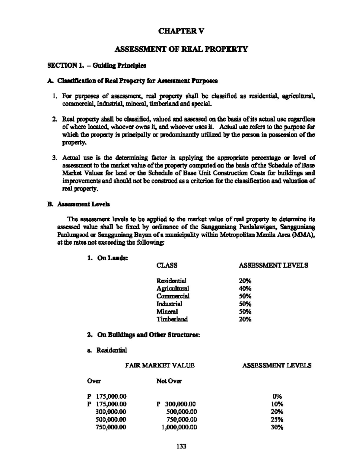 Chapter V - Assessment of Real Property: Principles and Procedures ...