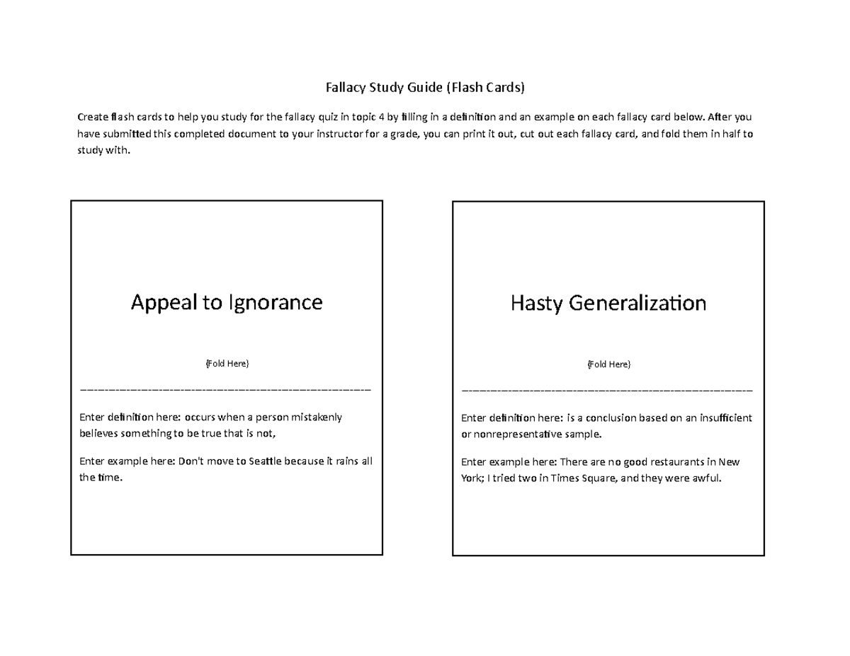 Fallacy Study Guide - After you have submitted this completed document ...