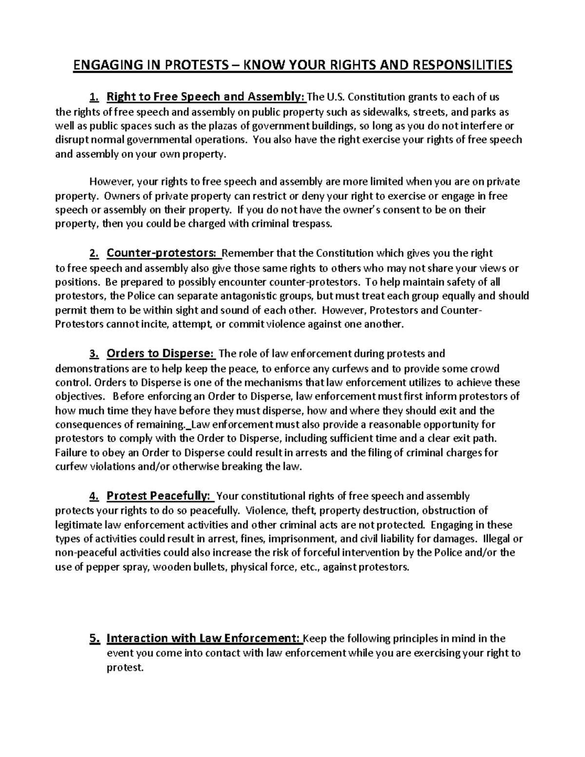 Engaging in Protests: Know Your Rights & Responsibilities Guide - Studocu