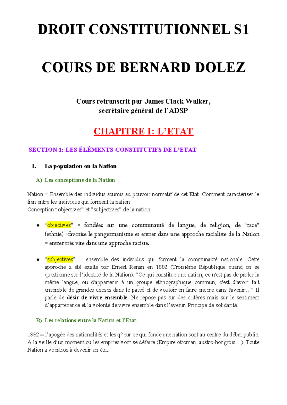 Droit Constitutionnel CM - Cours & Chapitres de Bernard Dolez - Studocu
