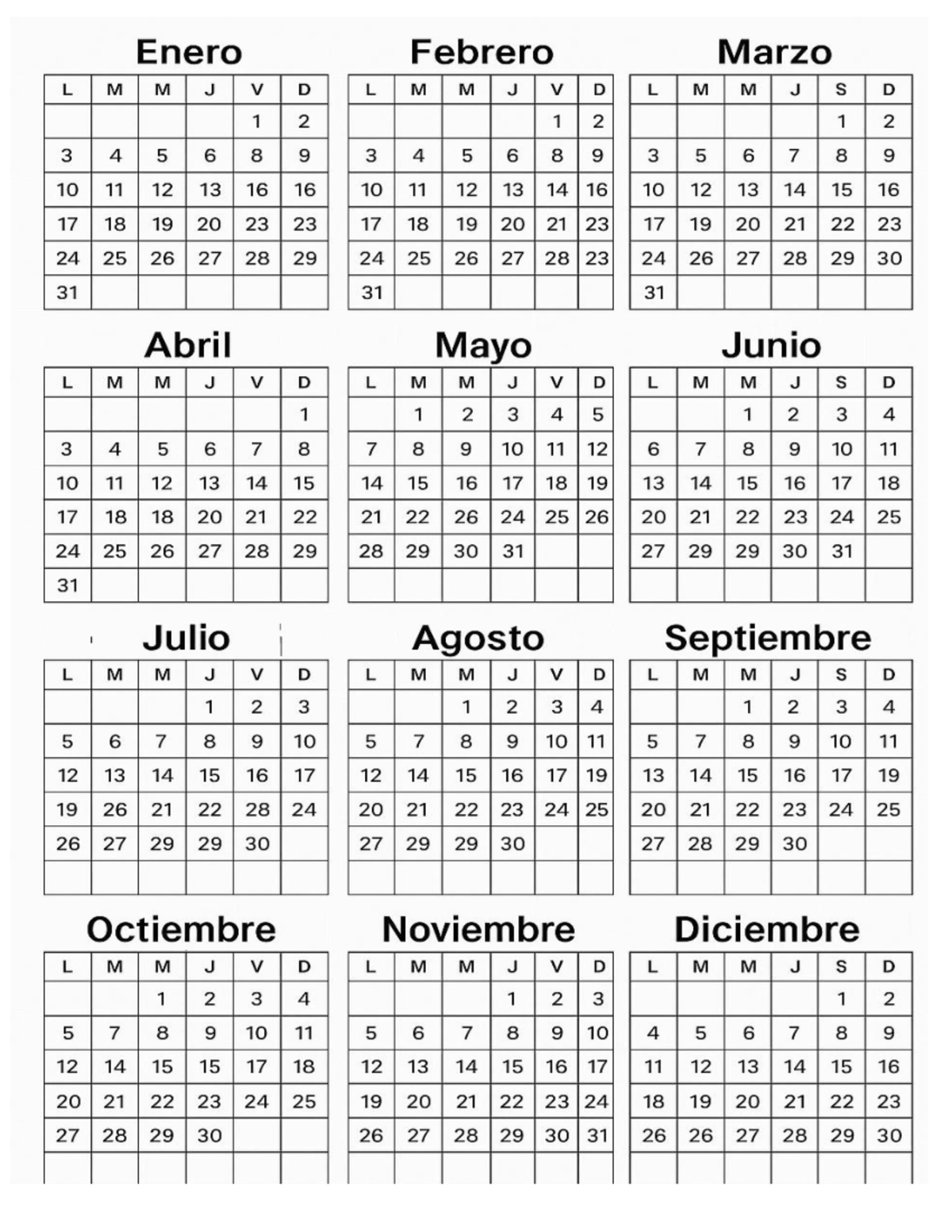 Calendario Anual LMMJVD y LMMJSD: Estructura Mensual 2023 - Studocu