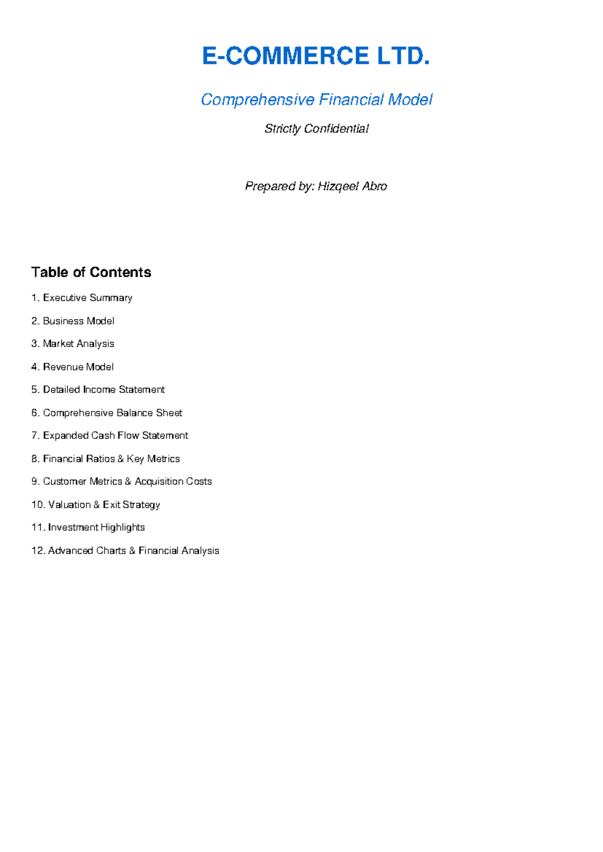 LTD. Comprehensive Startup Financial Model Analysis - Studocu