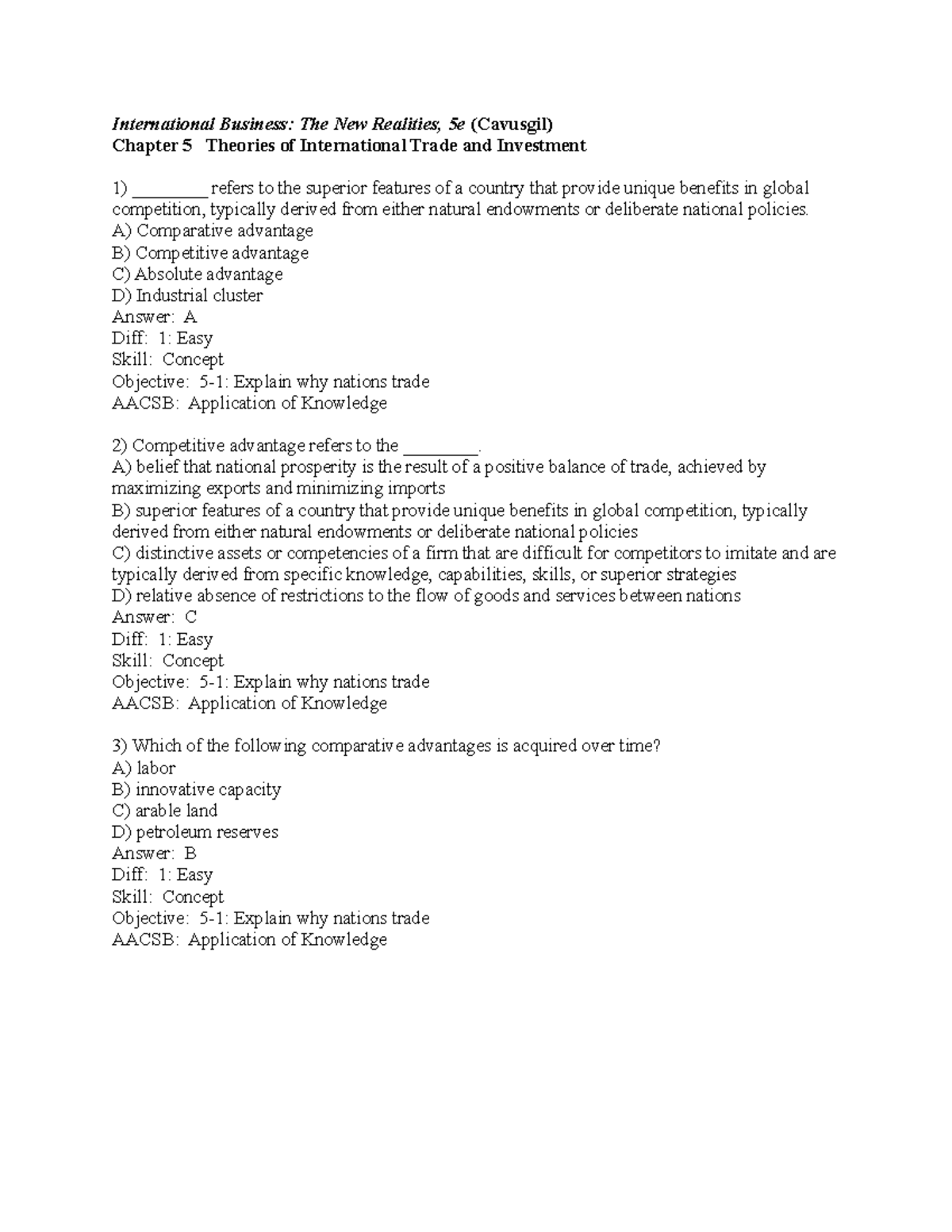 Chapter 5 - Theories of International Trade and Investment in IB - Studocu