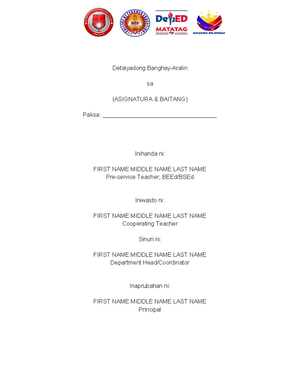 Togupen Jeremy R. - Detailed Lesson Plan Template for Final ...
