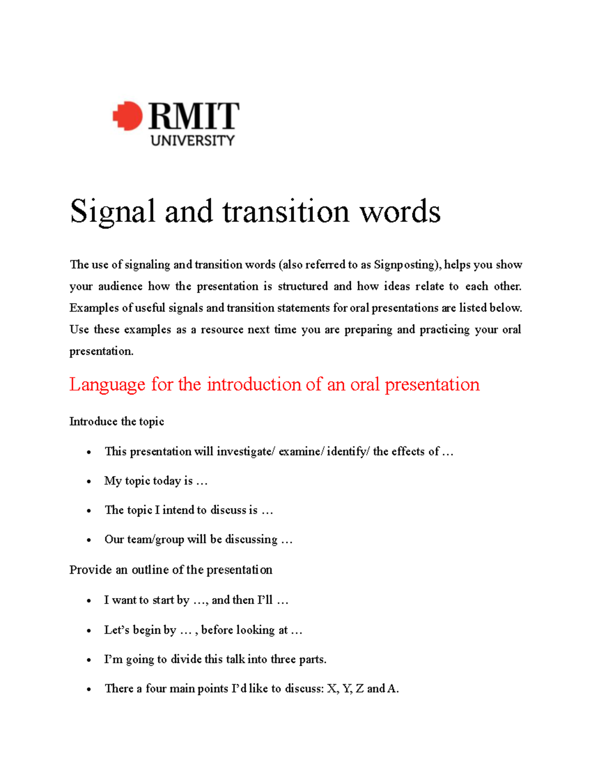 Pdf-Signal and transition words - Signal and transition words The use ...