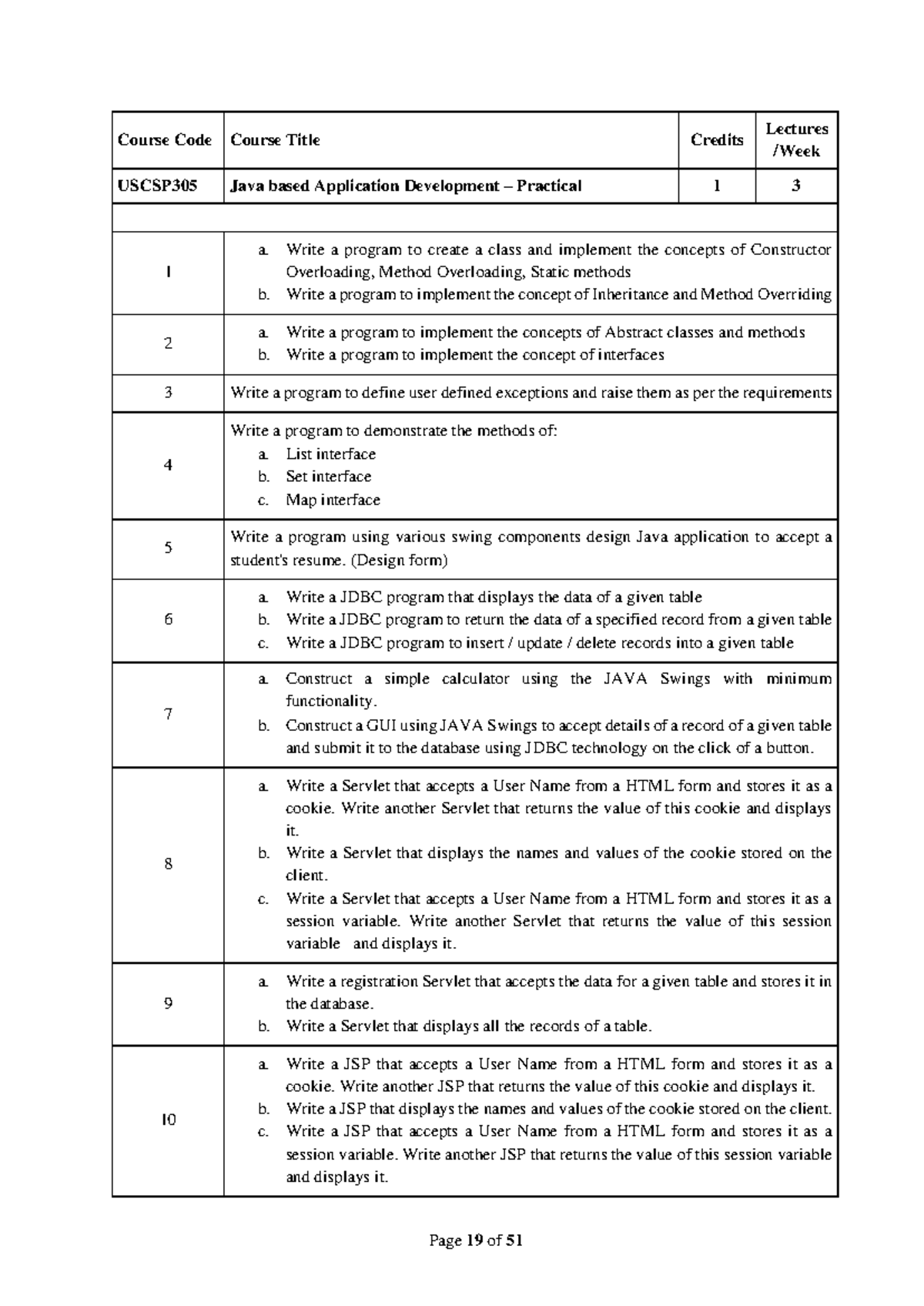 USCSP305 Java Application Development Practical Syllabus Overview - Studocu