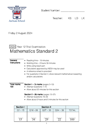 [Solved] Simultaneous Equations cheat sheet - Mathematics Standard 2 ...