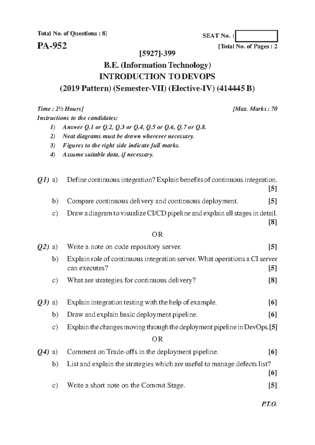 ITD 22-197-198 - DevOps Introduction Question Paper - Studocu