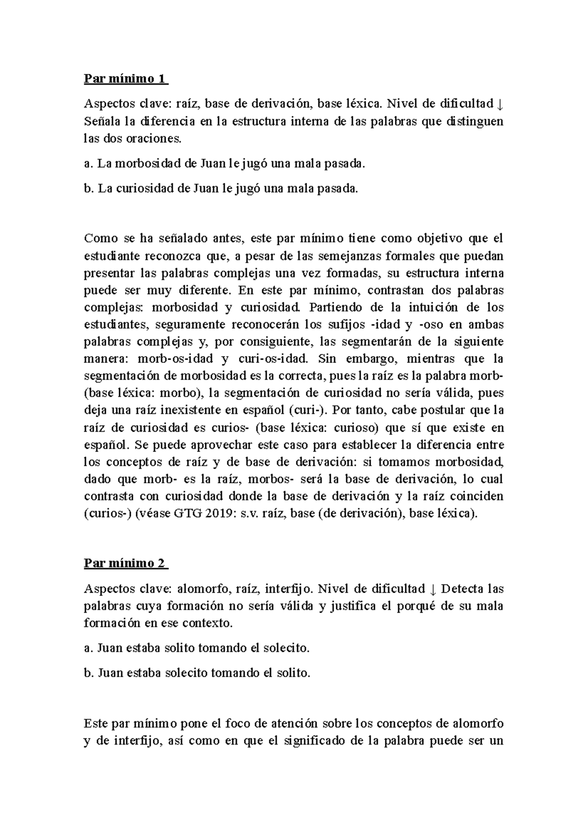 Pares Mínimos en Morfología: Ejemplos y Justificaciones (REGROC 2020 ...