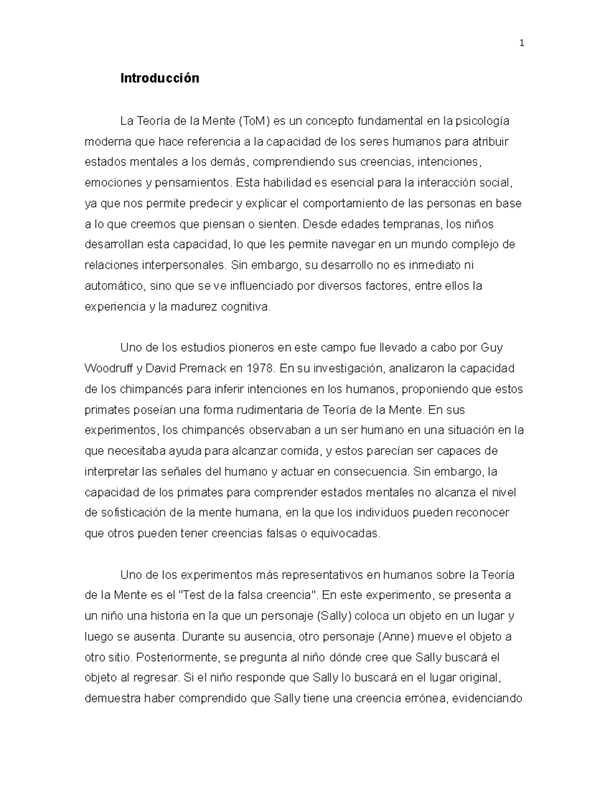 E1 Teoría de la Mente: Comprendiendo la Cognición Humana - Studocu