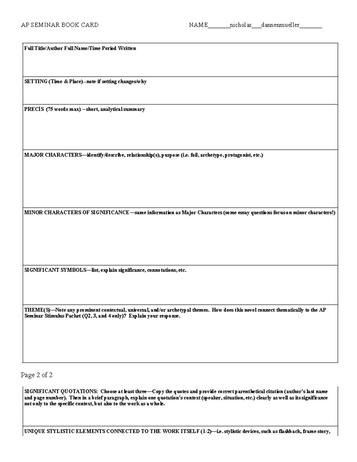AP SEMINAR BOOK CARD: Analysis of Orwell's 1984 and Its Themes - Studocu