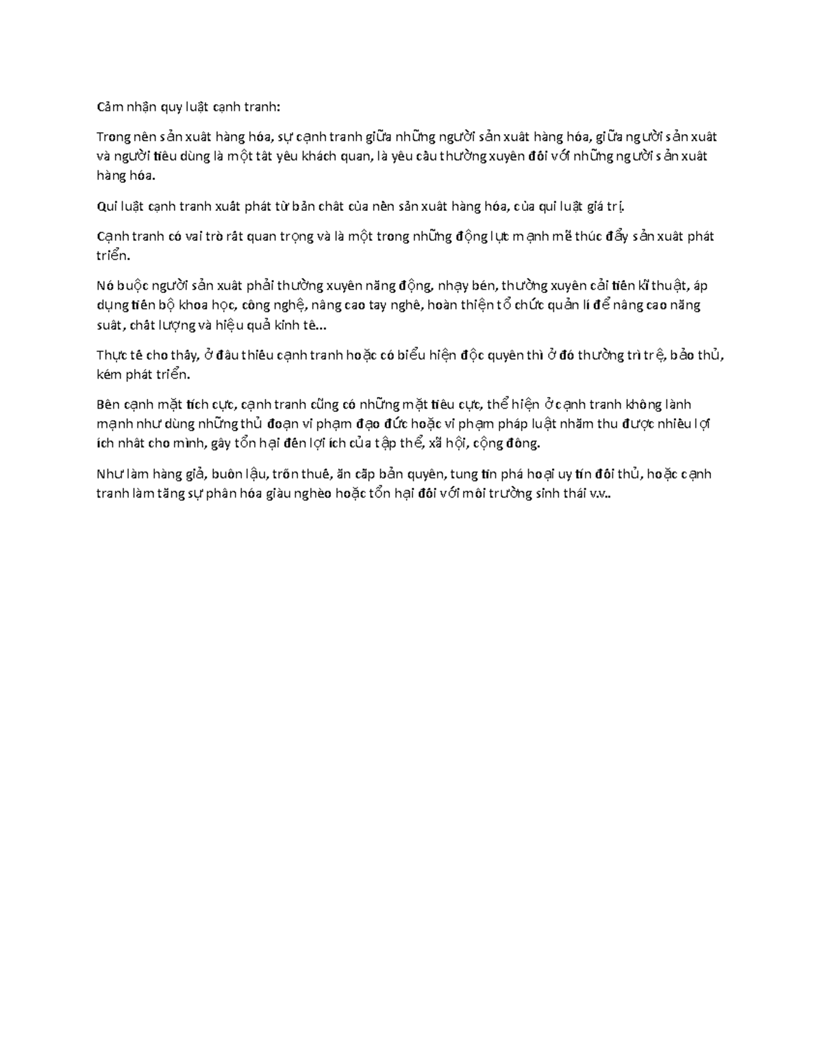 Cảm nhận quy luật cạnh tranh trong kinh tế chính trị - C m nh n quy lu ...