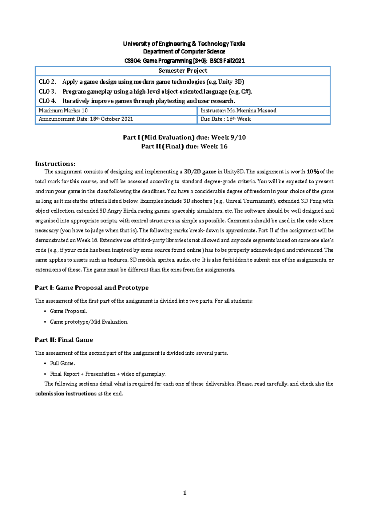Project guidelines for game development using OOP, Project guidelines ...