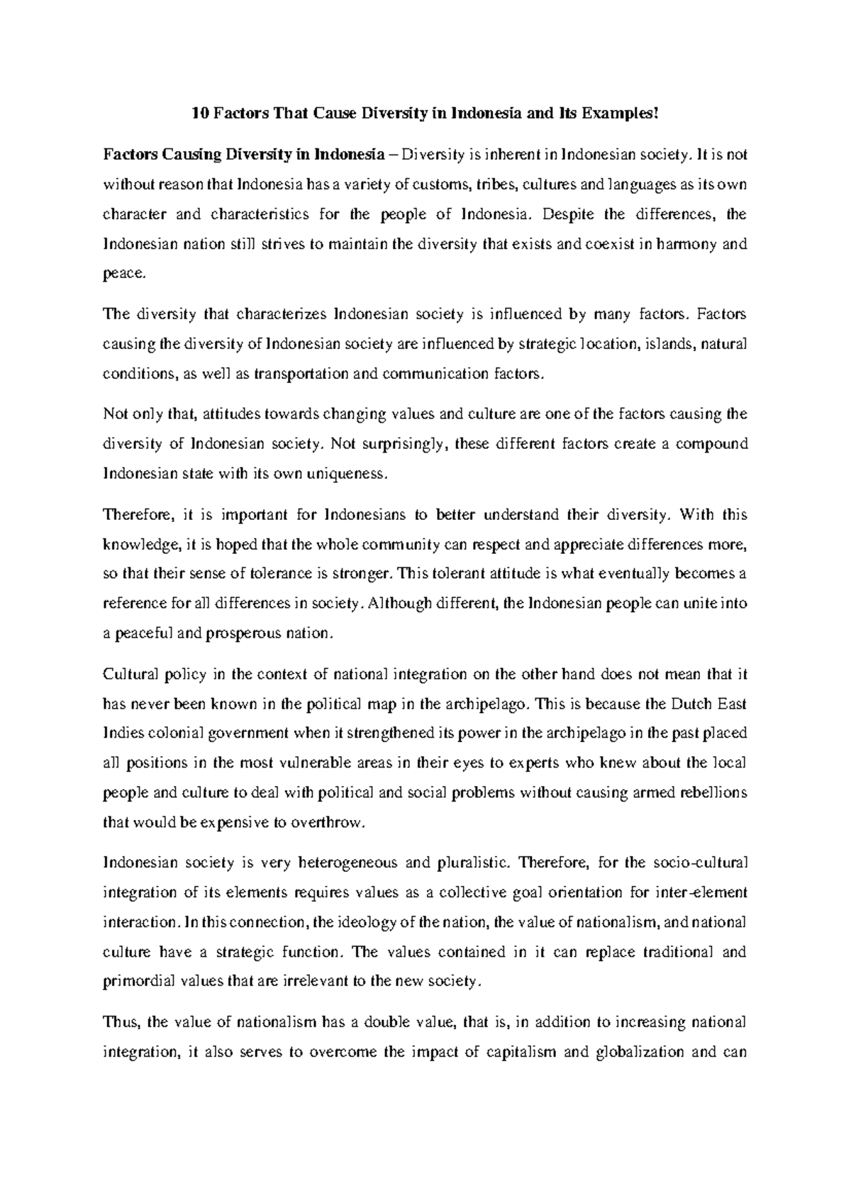 Factors Influencing Diversity in Indonesia: Key Insights and Examples ...