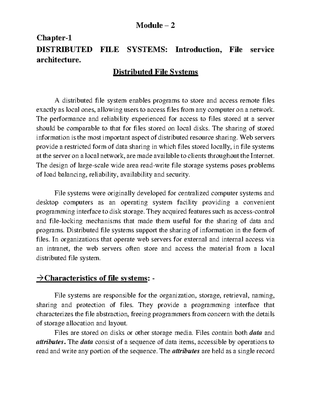 Module 2-1: Introduction to Distributed File Systems and Architecture ...