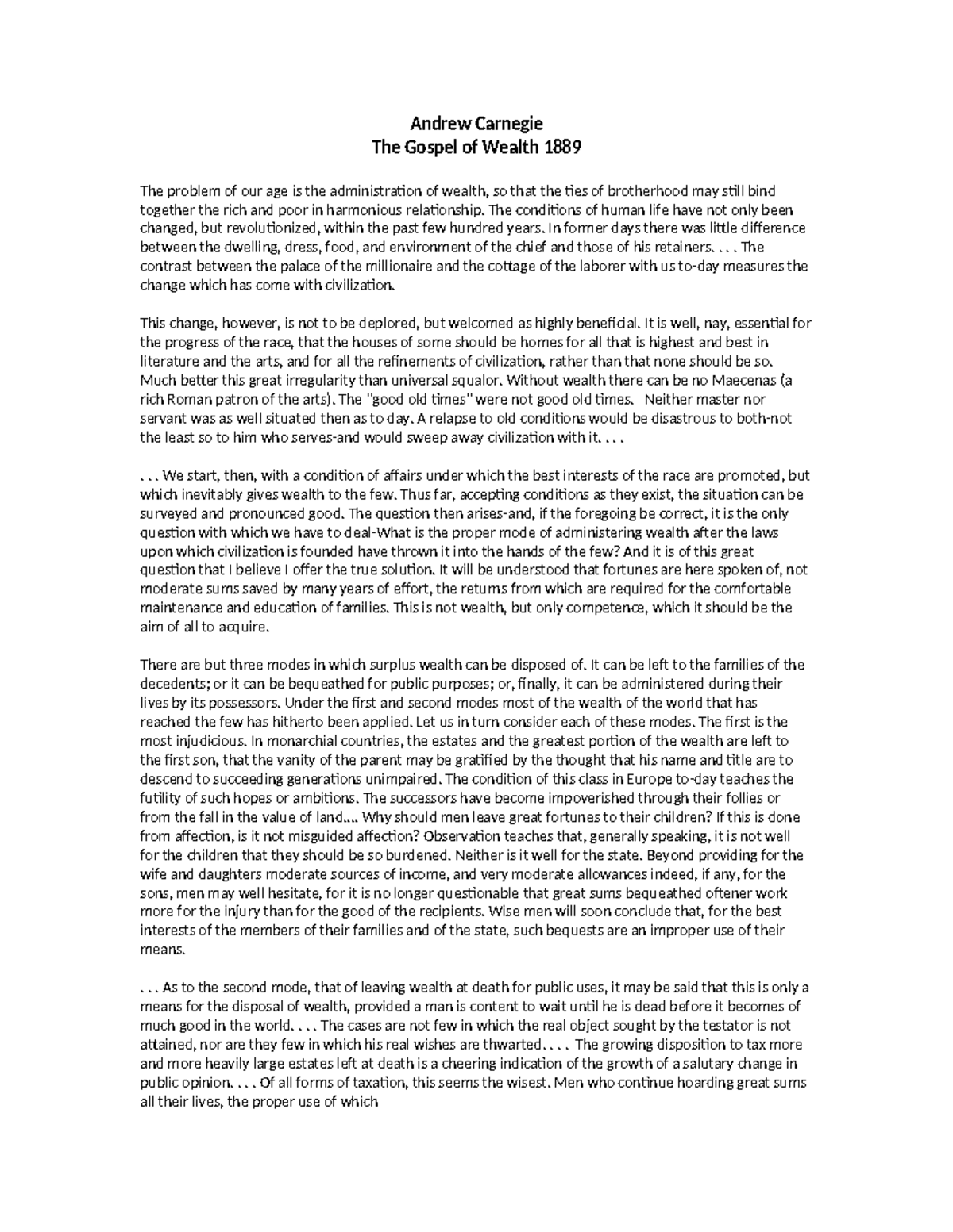 The Gospel of Wealth: Andrew Carnegie's Insights on Wealth ...