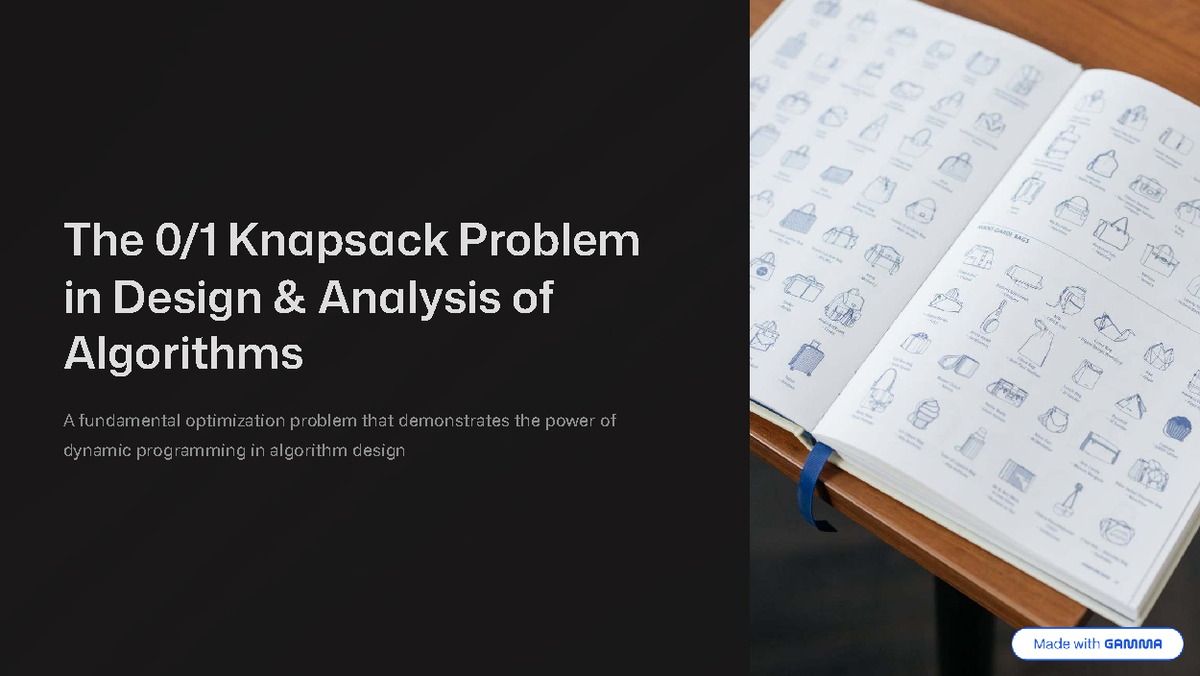 The 01 Knapsack Problem: Dynamic Programming in Algorithm Design - Studocu