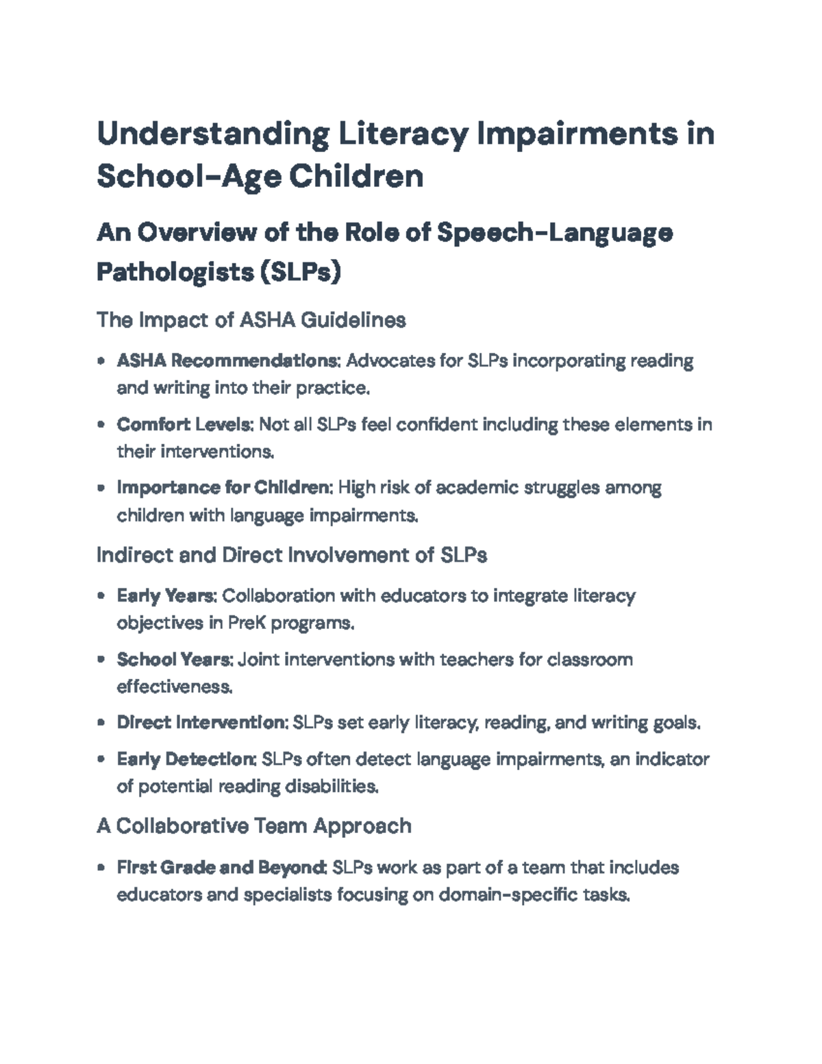 Understanding Literacy Impairments: Strategies for SLPs and Assessment ...