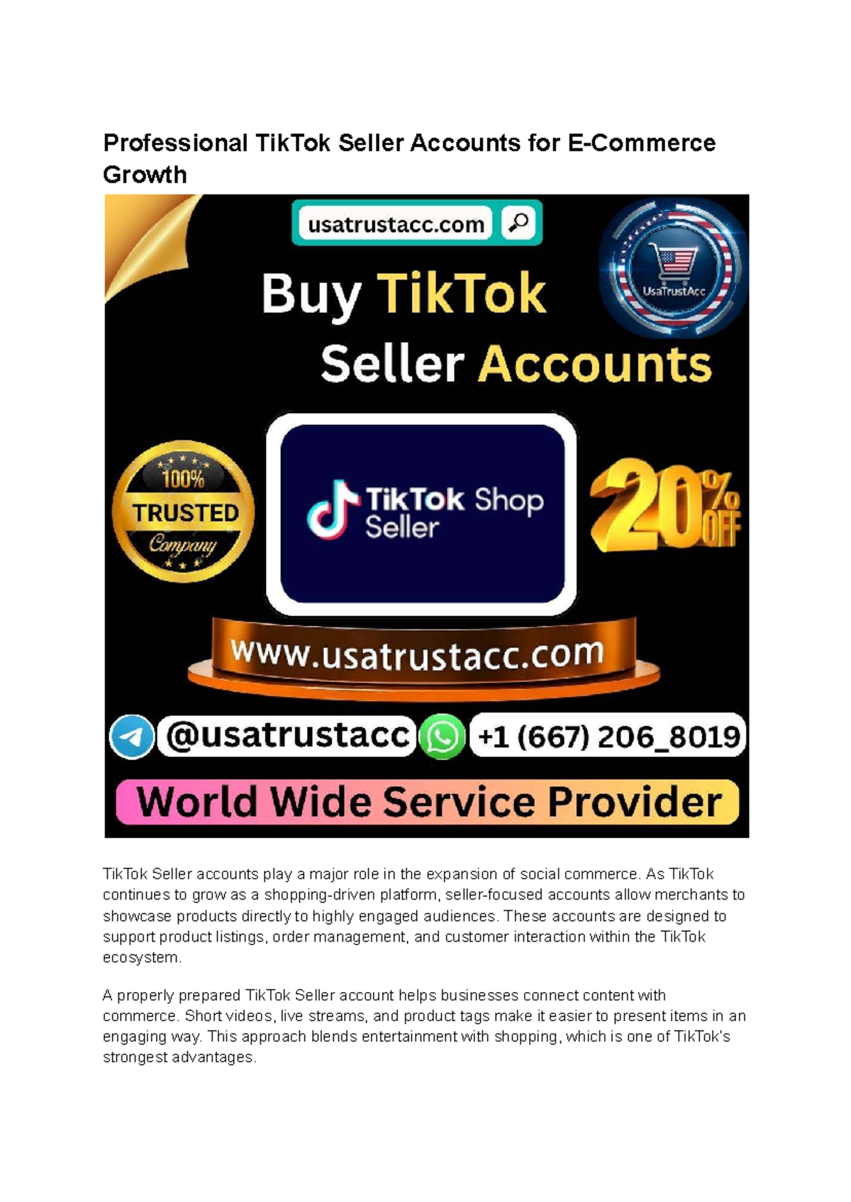 TikTok Seller Accounts: Strategies for Authentic Growth and Compliance ...